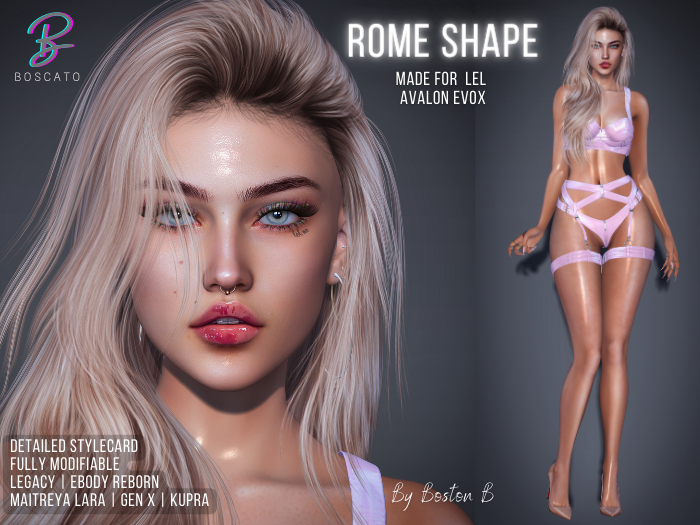 Second Life Marketplace - Rome Female Shape for Lelutka Avalon, Legacy, Belleza Gen X Curvy ...